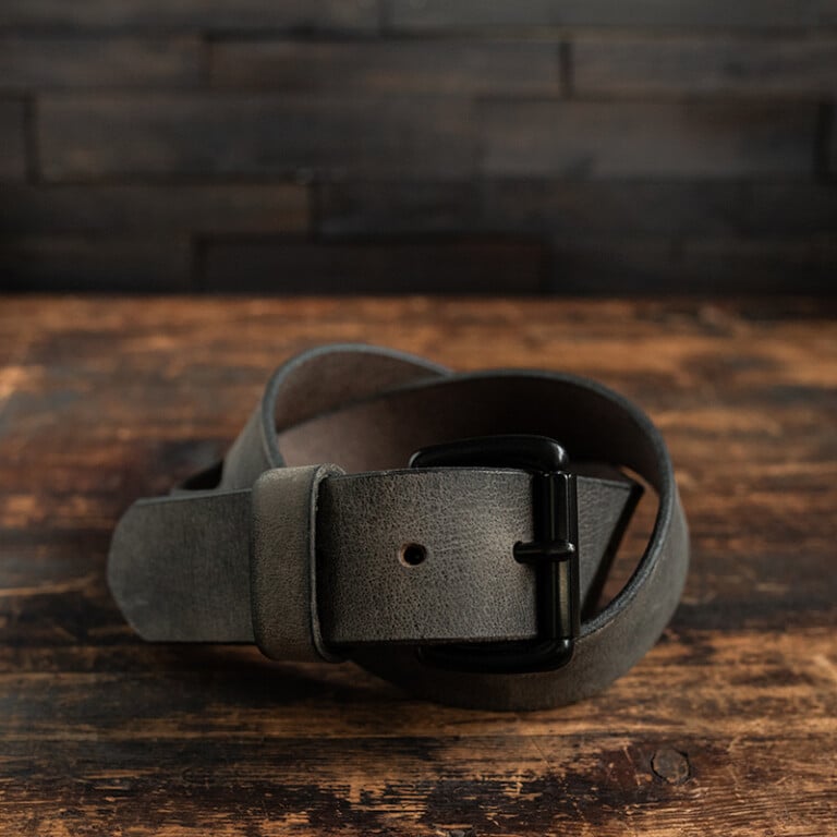 Men's Gray Leather Belt • The Titan Belt • Duvall Leather