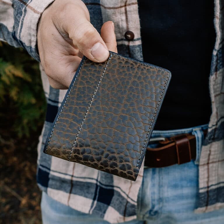 Bifold Wallet with ID Window Moss Bison • Duvall Leather